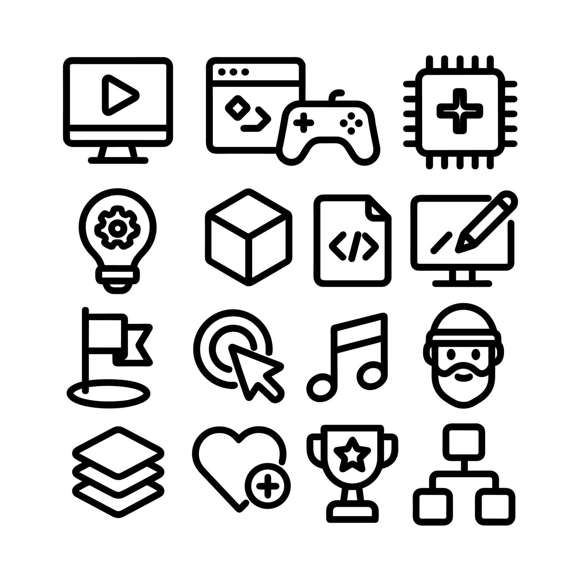 Lineart Style Detail Game Development and Computer Science Icon Collection 68740058 Vector Art ...