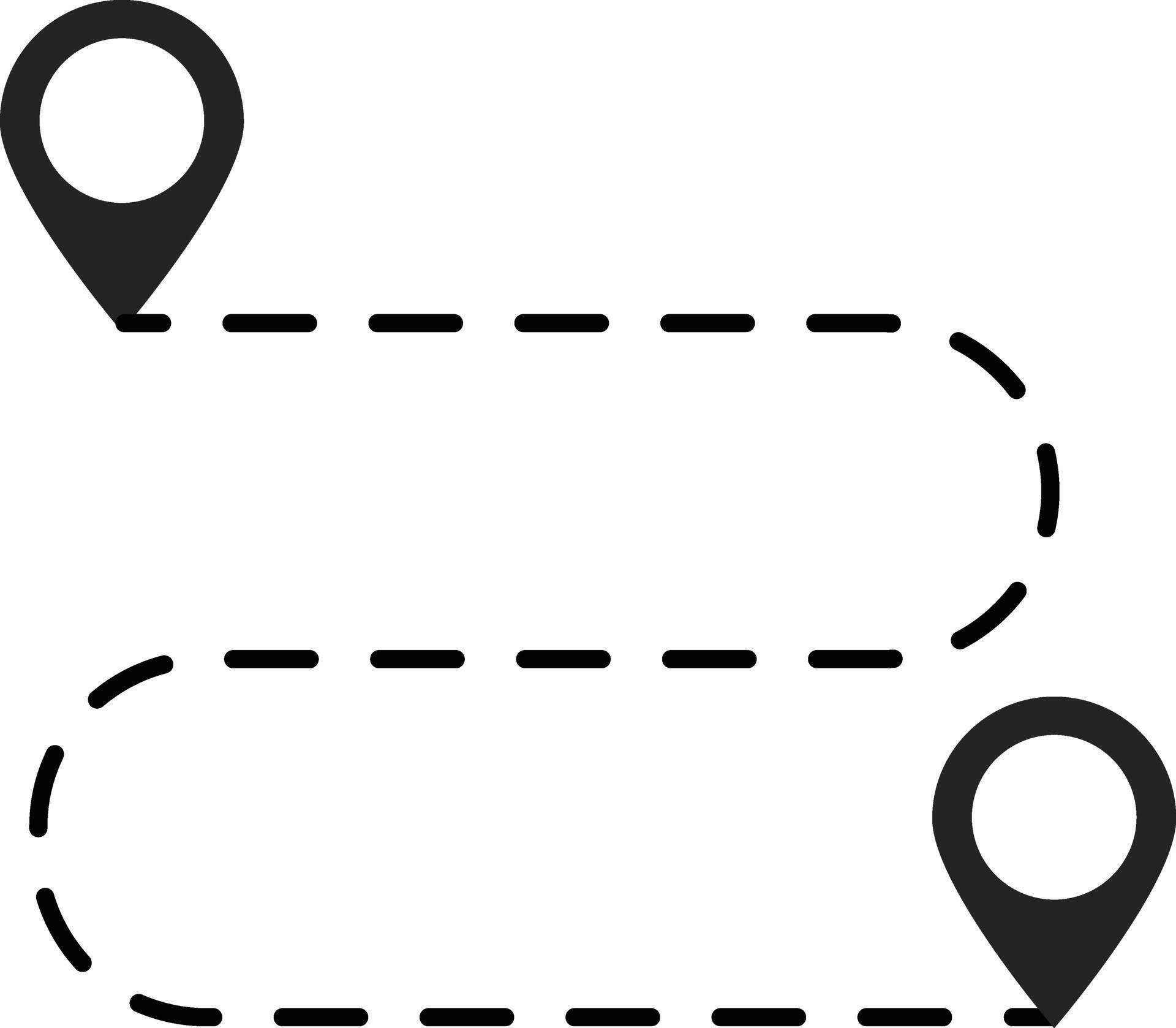 Route icon with dotted location. path start and end symbol. Route location icon two pin sign ...