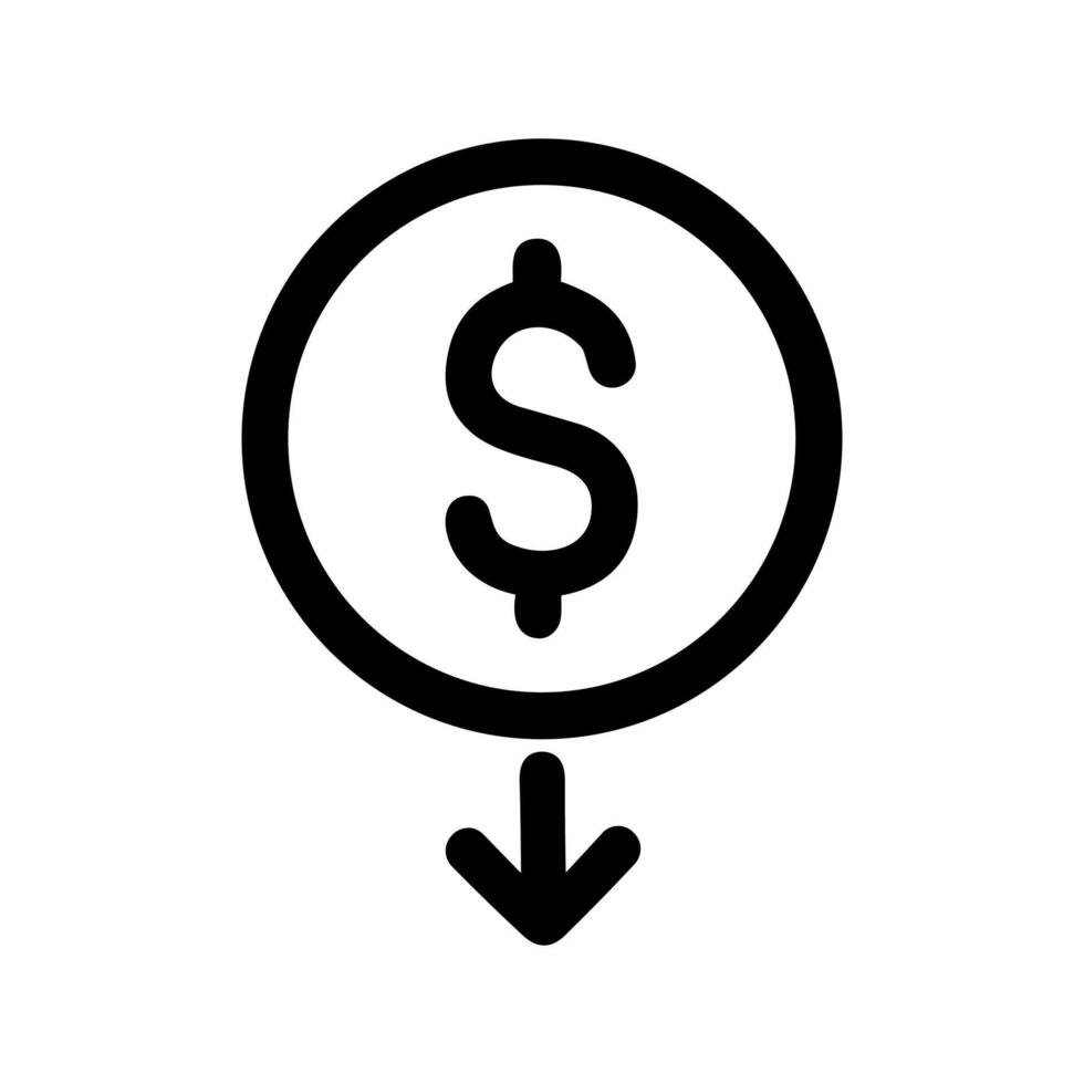 Line Art Dollar Coin Decrease Arrow Simple Finance Icon 68804221 Vector ...