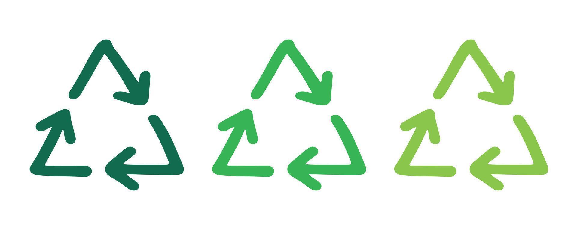 Hand drawn recycle arrow icon Recycling resources symbol Reuse of ...