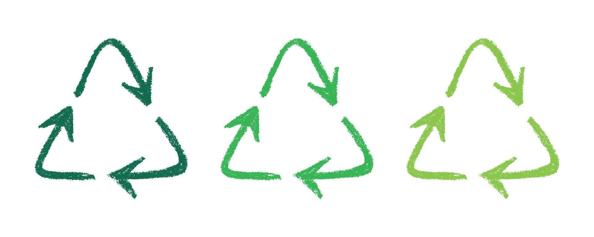 Hand drawn recycle arrow icon Recycling resources symbol Reuse of ...