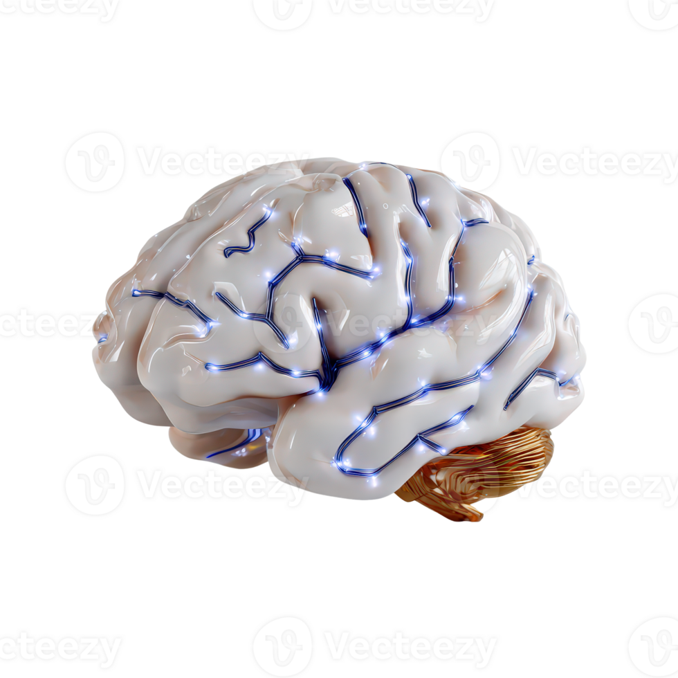 Digital Brain Visualization With Glowing Neural Connections And
