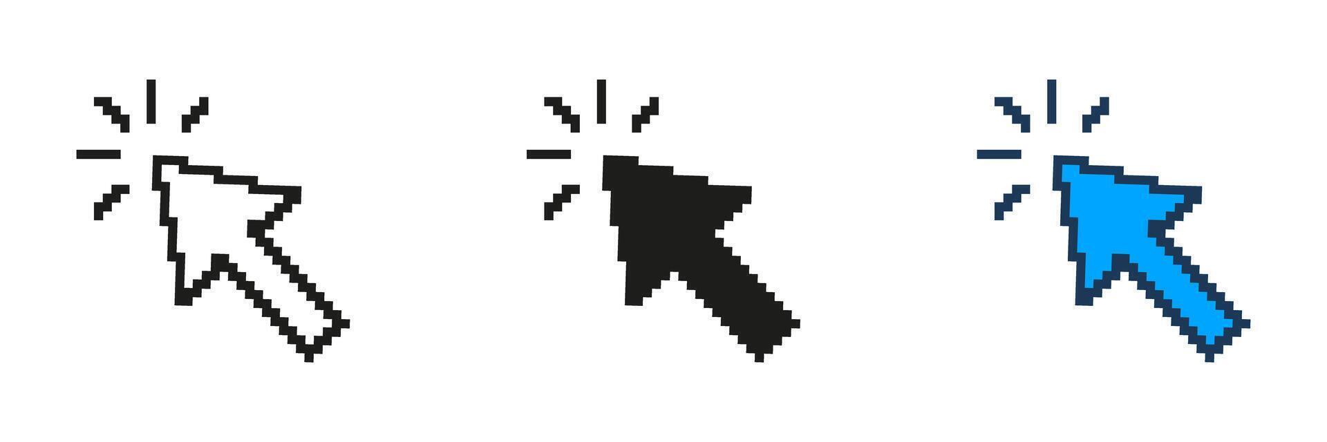 Pixelated Cursor Icon Set Retro Style Mouse Pointer With Clicking