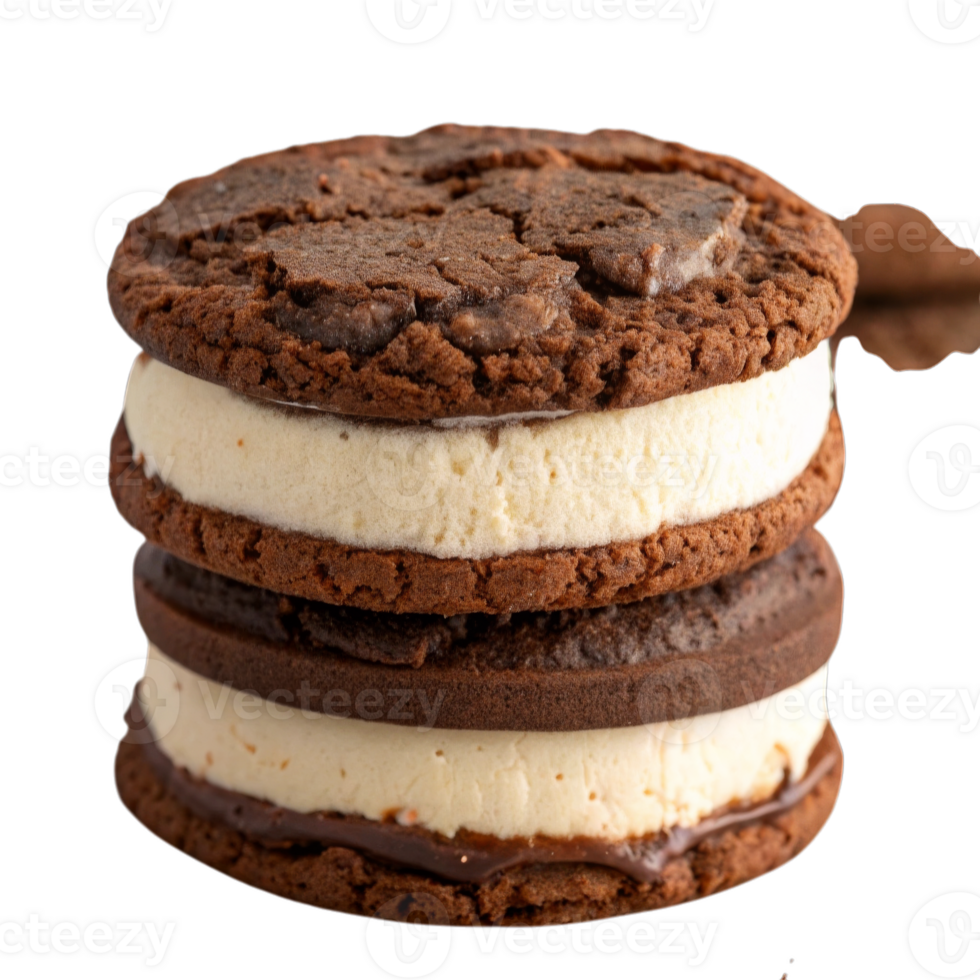 Delicious chocolate ice cream sandwich stack isolated on transparent background 68874823 PNG
