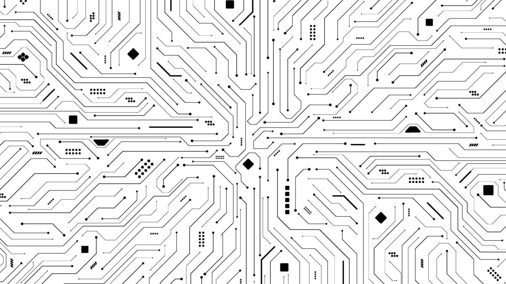circuit board, motherboard wire or connection paths in black with electronic elements for ...