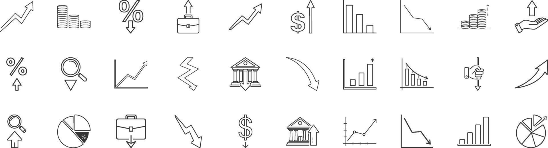 Increase and Decrease Related Icons Set, Editable Line Art Icon Design 68913504 Vector Art at ...