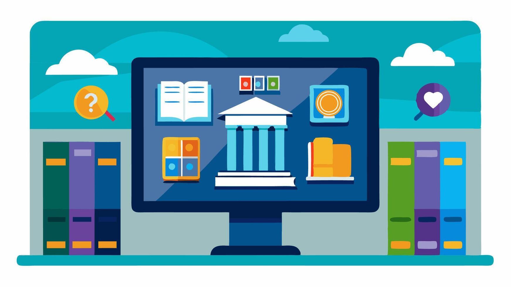 A large touchscreen display at the entrance showcasing the librarys ...