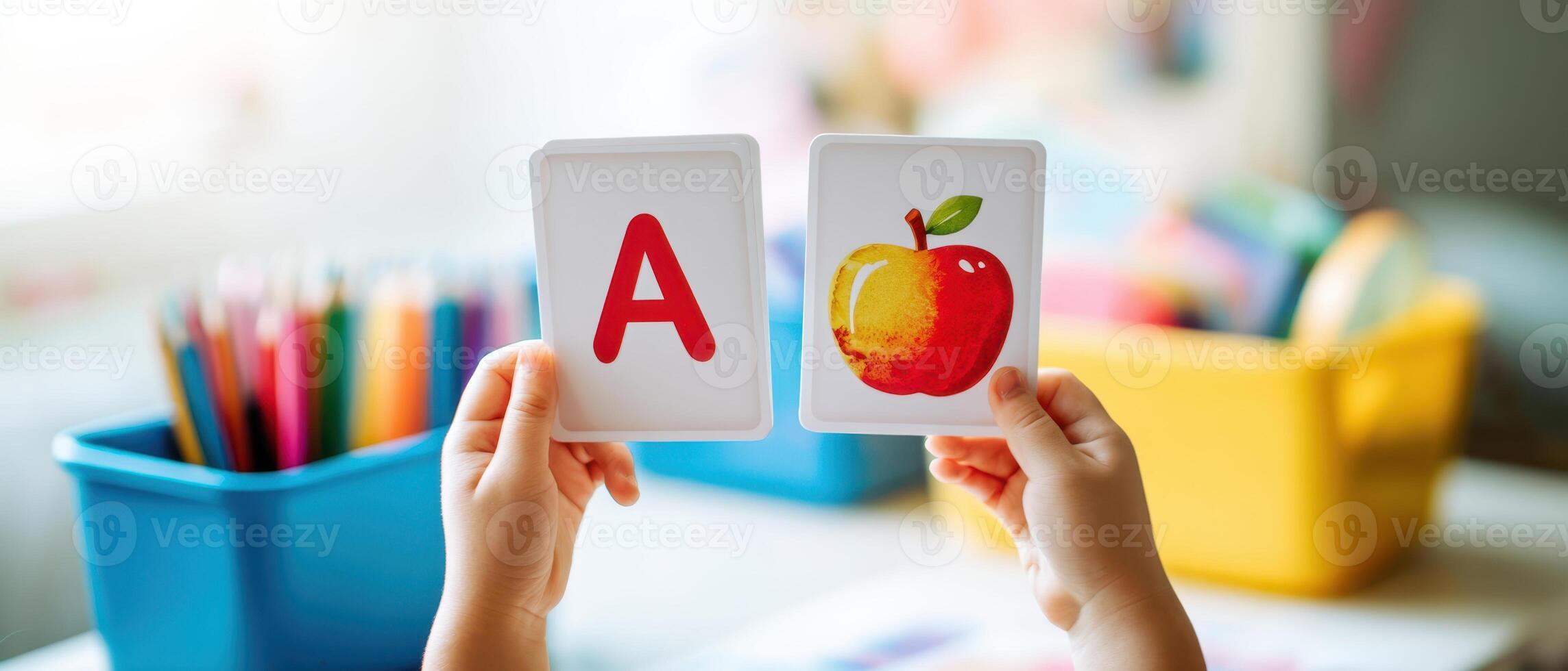 The educational game with letter and apple flashcards for young ...