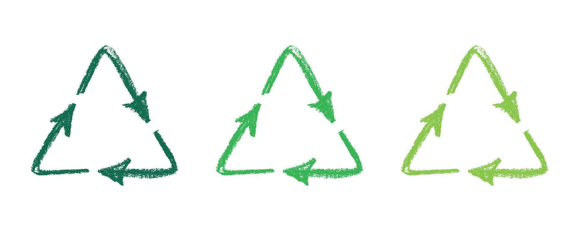 Hand drawn recycle arrow icon Recycling resources symbol Reuse of ...
