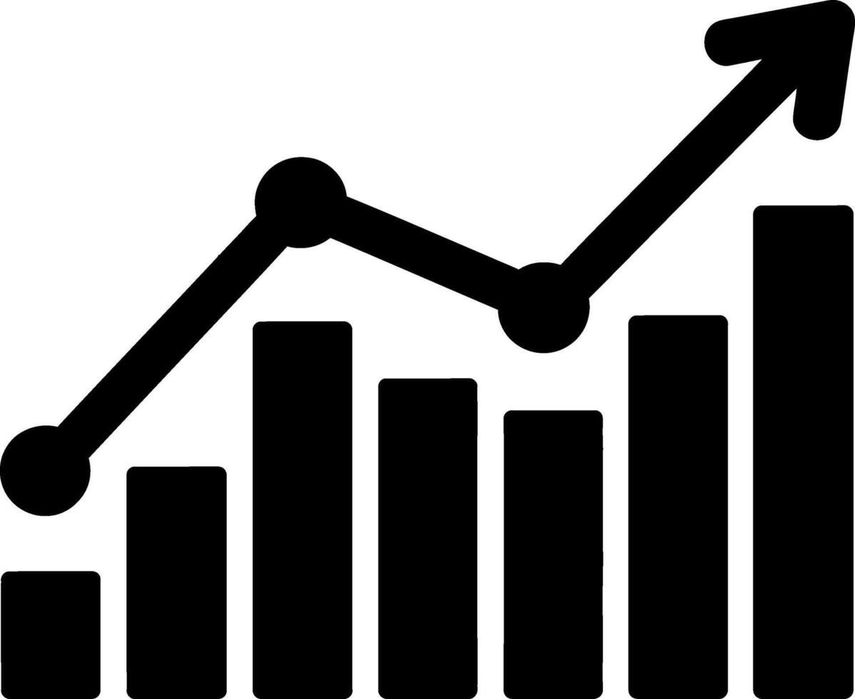 Black bar graph with upward trending line and arrow icon chart data 68980351 Vector Art at Vecteezy