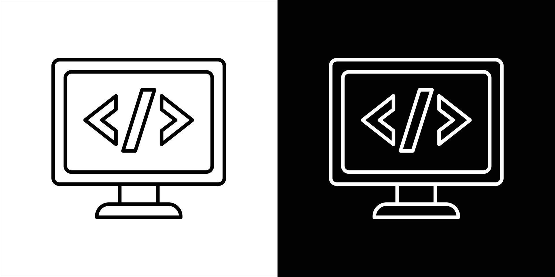screen programming icon set. contain representation of modern coding ...
