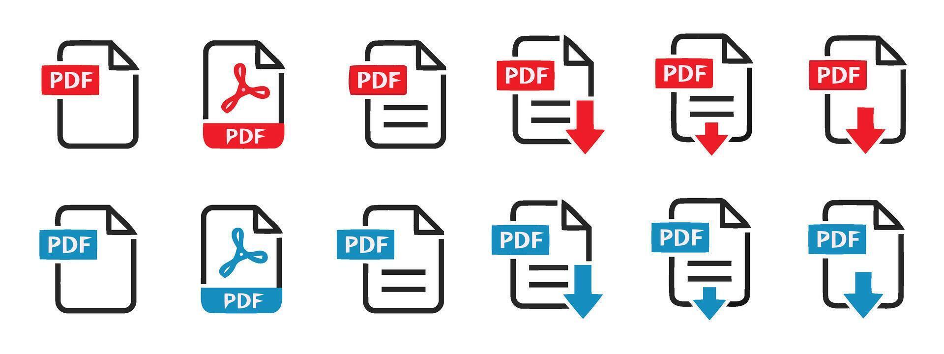 PDF File Icons with Download Arrow in Flat and Outline Style 69096553 ...