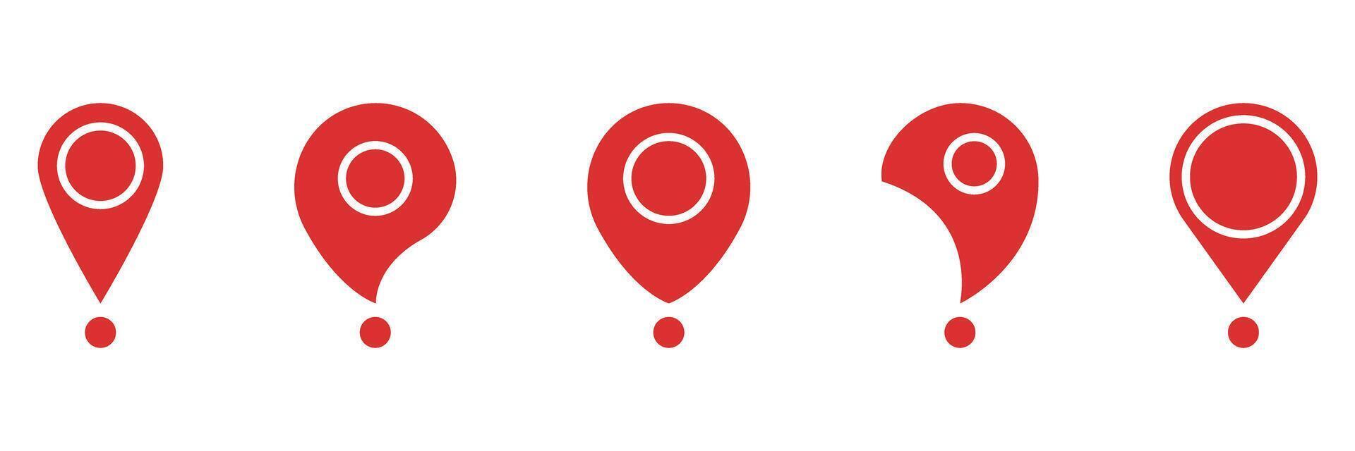 Red Map Pin Icons Solid Icon Set. Location Markers, Navigation, And Geolocation Silhouette ...