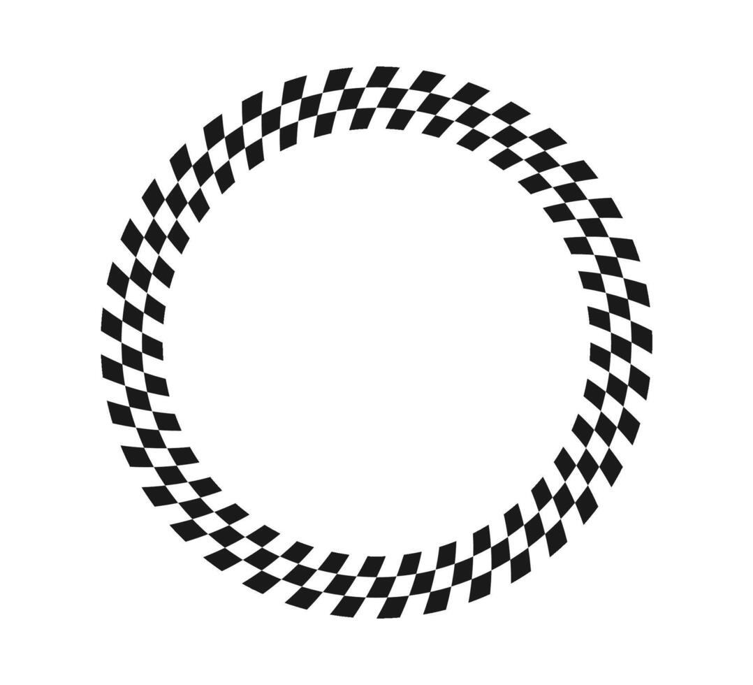Checkered circle frame. Circle race checker flag pattern. Checkerboard geometric black and white ...