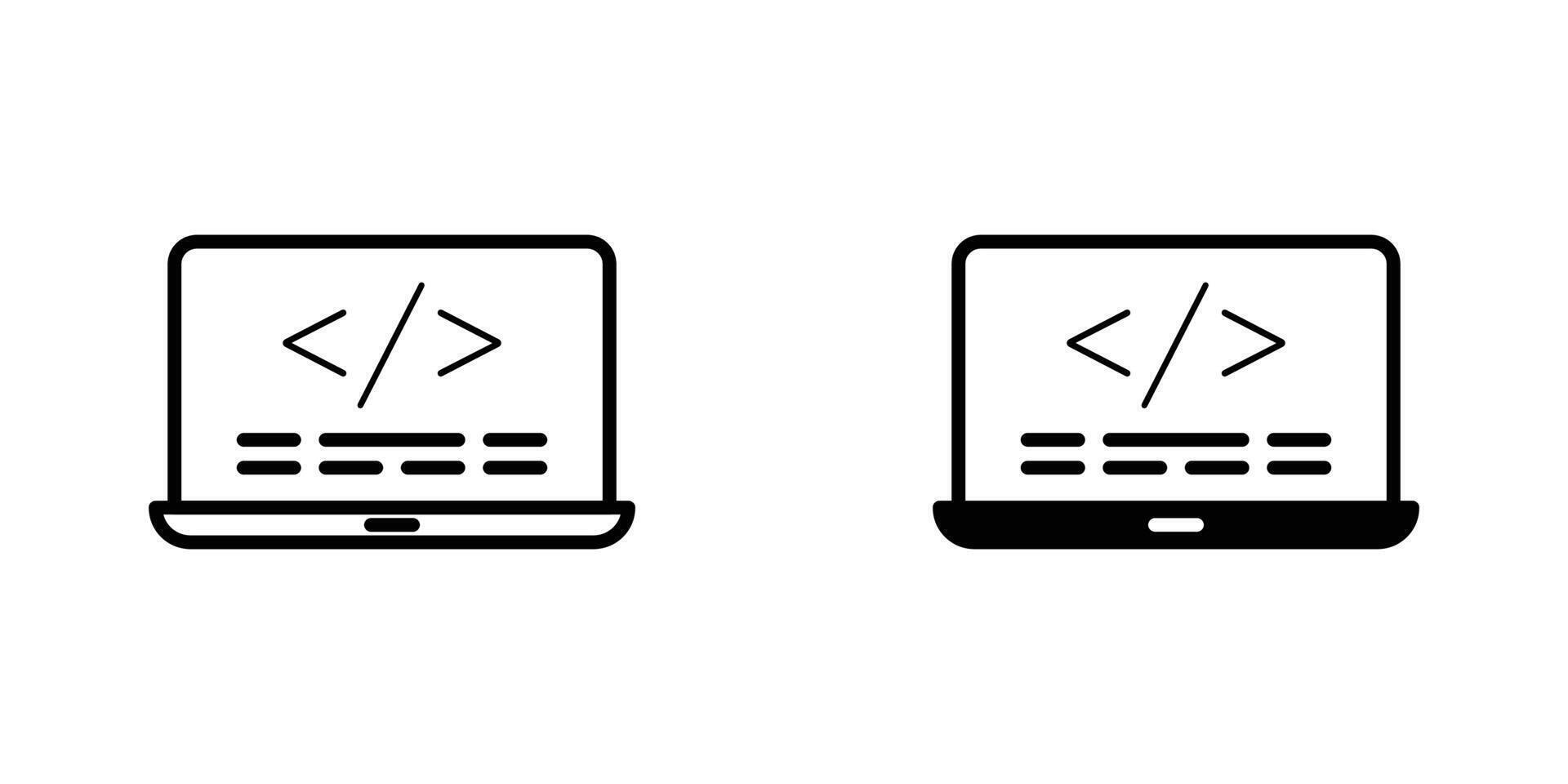 Display code icons. stroke line and black solid icons 69127031 Vector ...