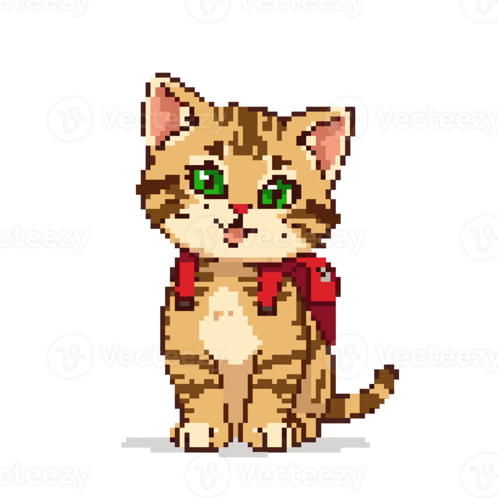 Pixel Art Back-to-School Kitten 69210122 PNG