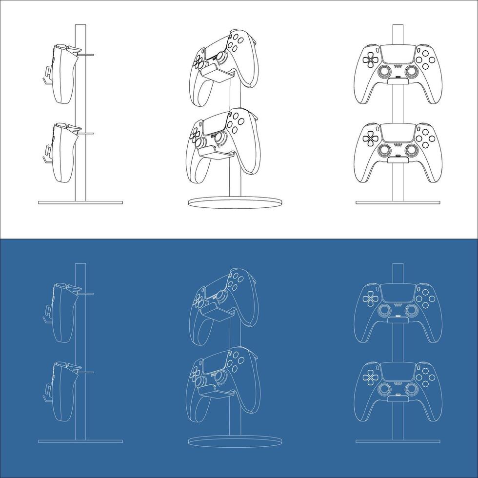 Set game controller stand multiple views outline 69259190 Vector Art at Vecteezy