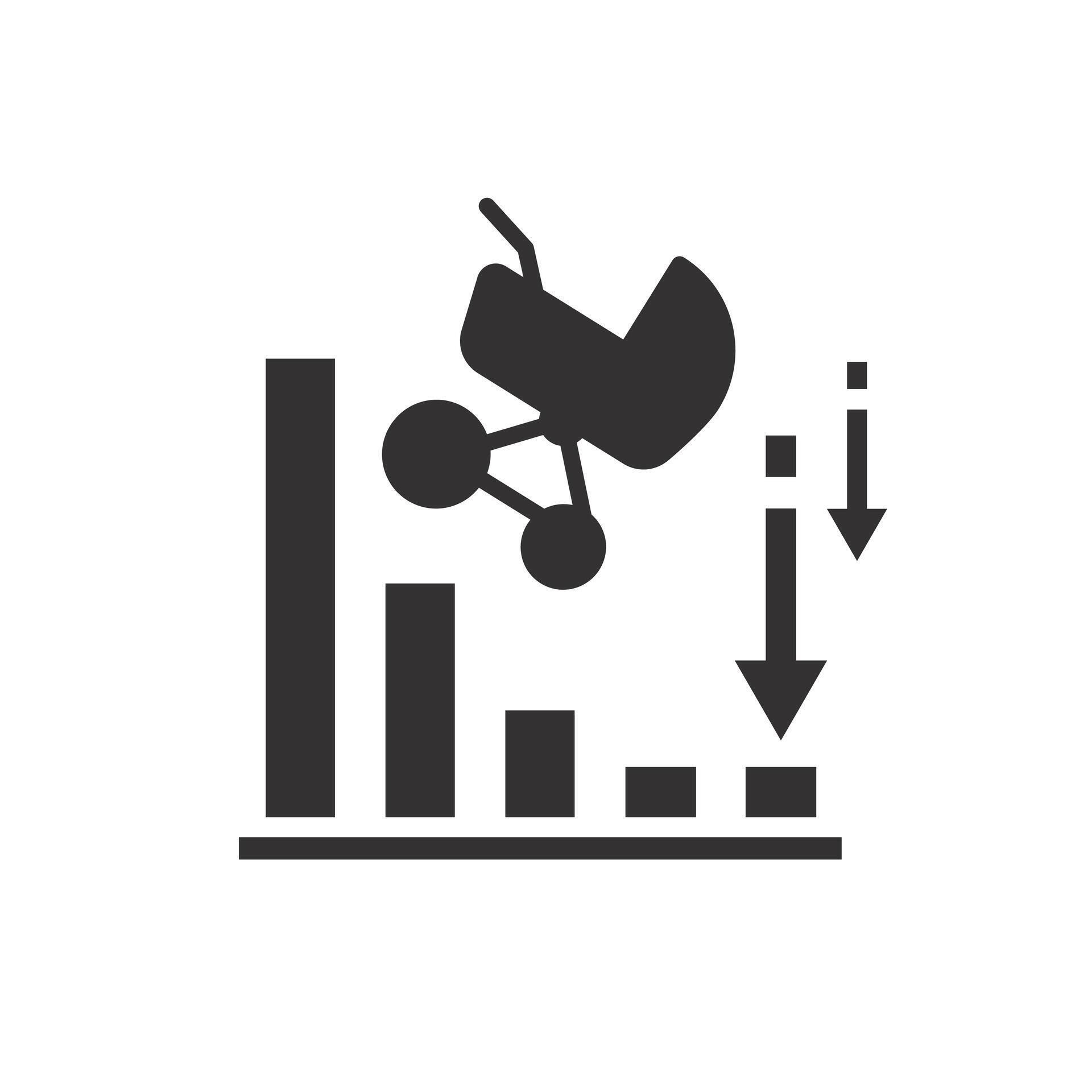 global demography decline icon, decrease social development, population ...