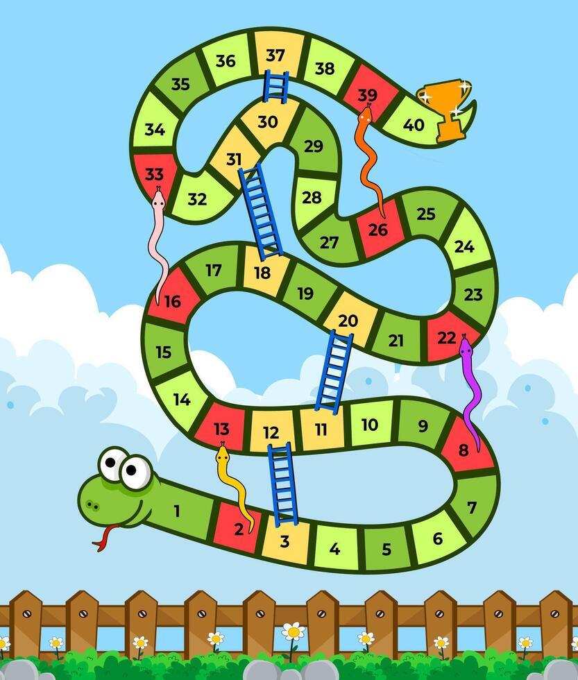 Play Classic Snakes and Ladders Board Game 69260095 Vector Art at Vecteezy