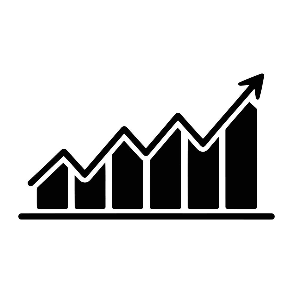Black bar graph with upward trending line and arrow chart bar chart 69277609 Vector Art at Vecteezy