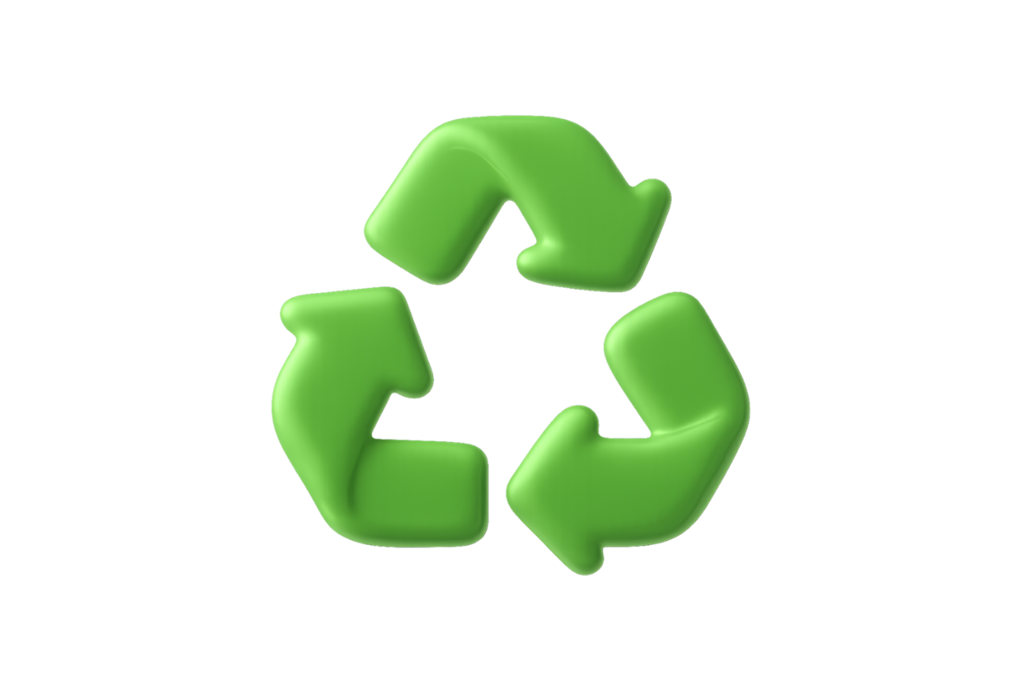 3d Green Recycling Symbol With Three Curved Arrows Forming Continuous Cycle Pattern Isolated On