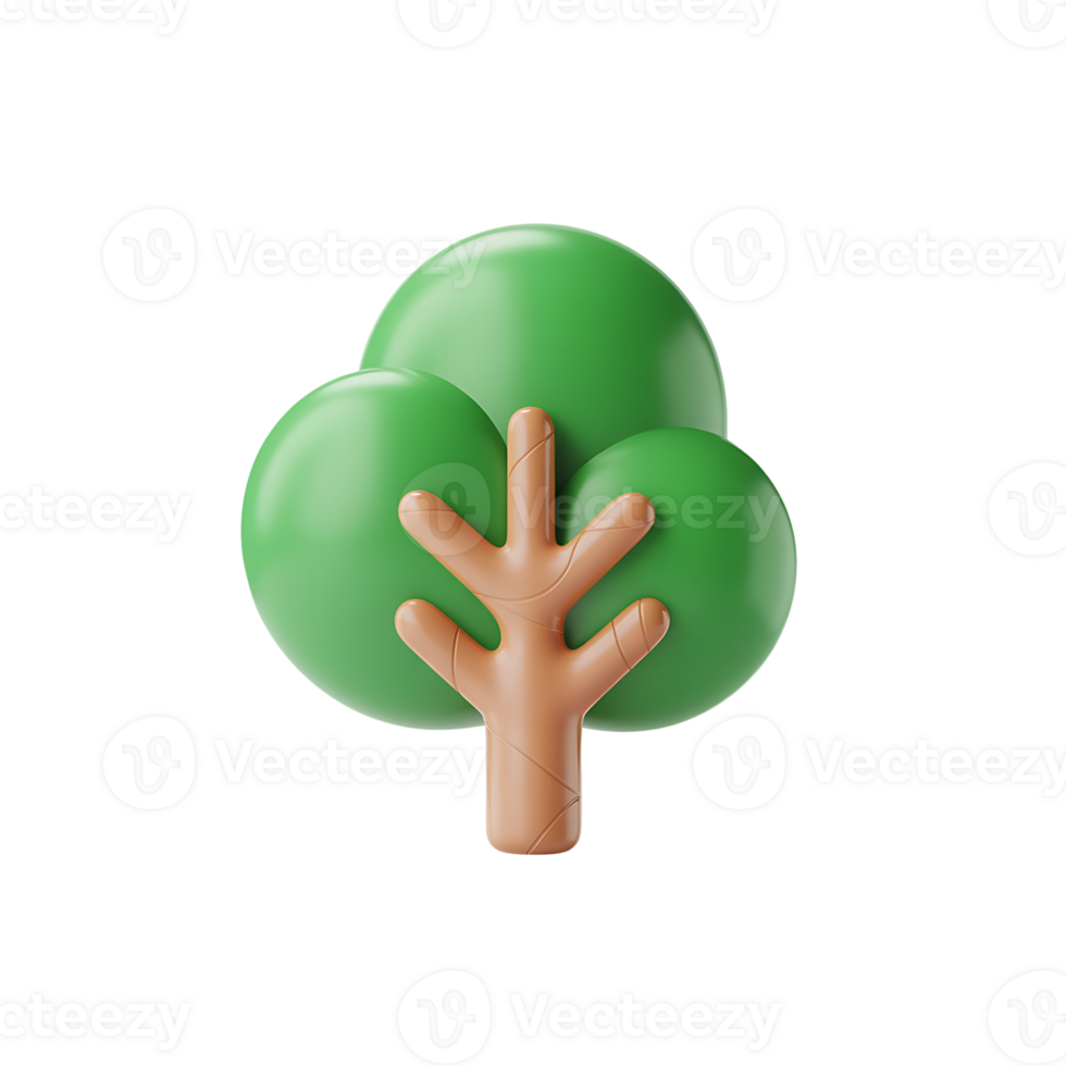 Simple 3d tree icon with green foliage and brown trunk on transparent background 69514366 PNG