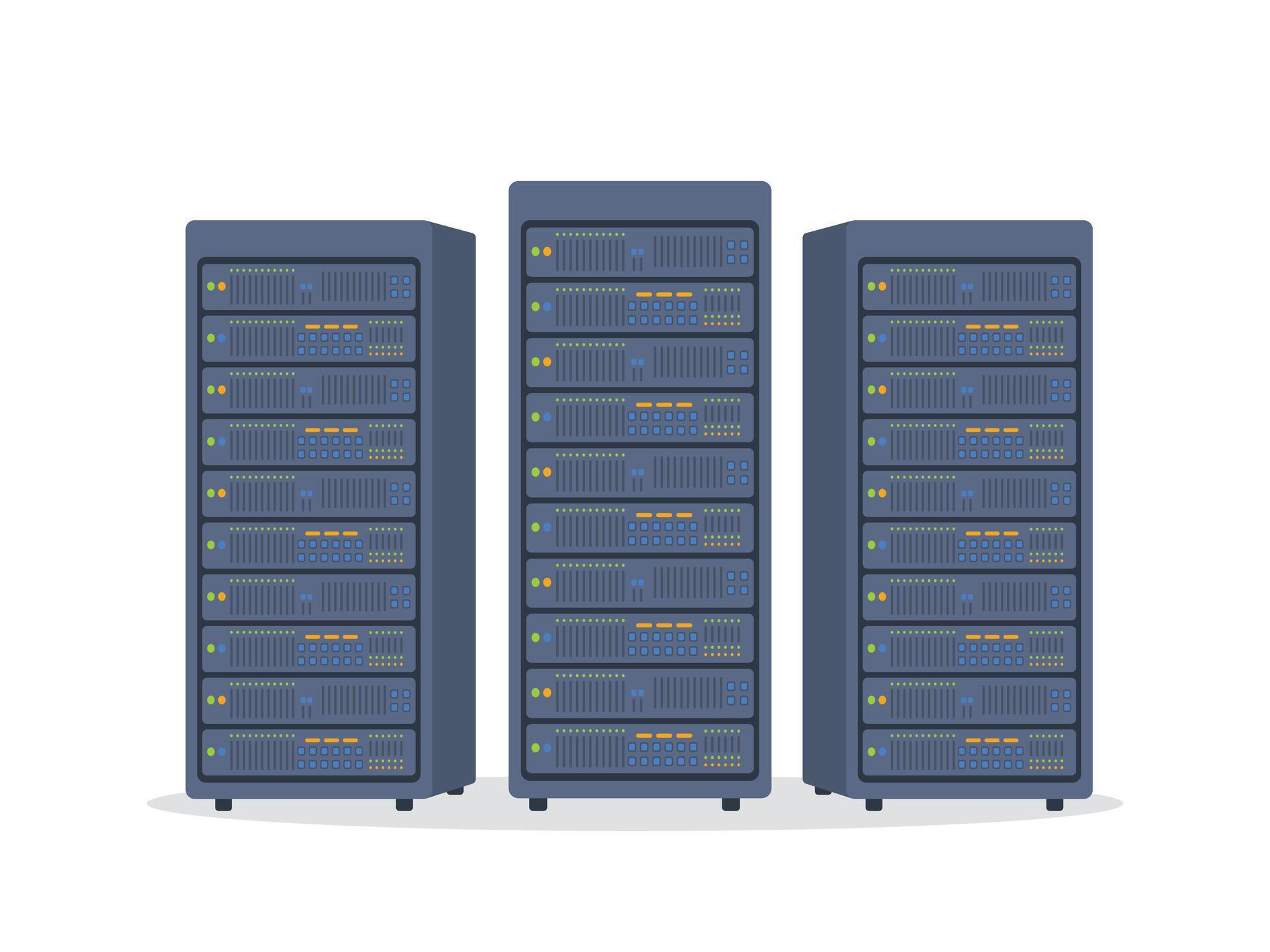 Server rack in a high tech data center, storage, cloud computing, network infrastructure ...