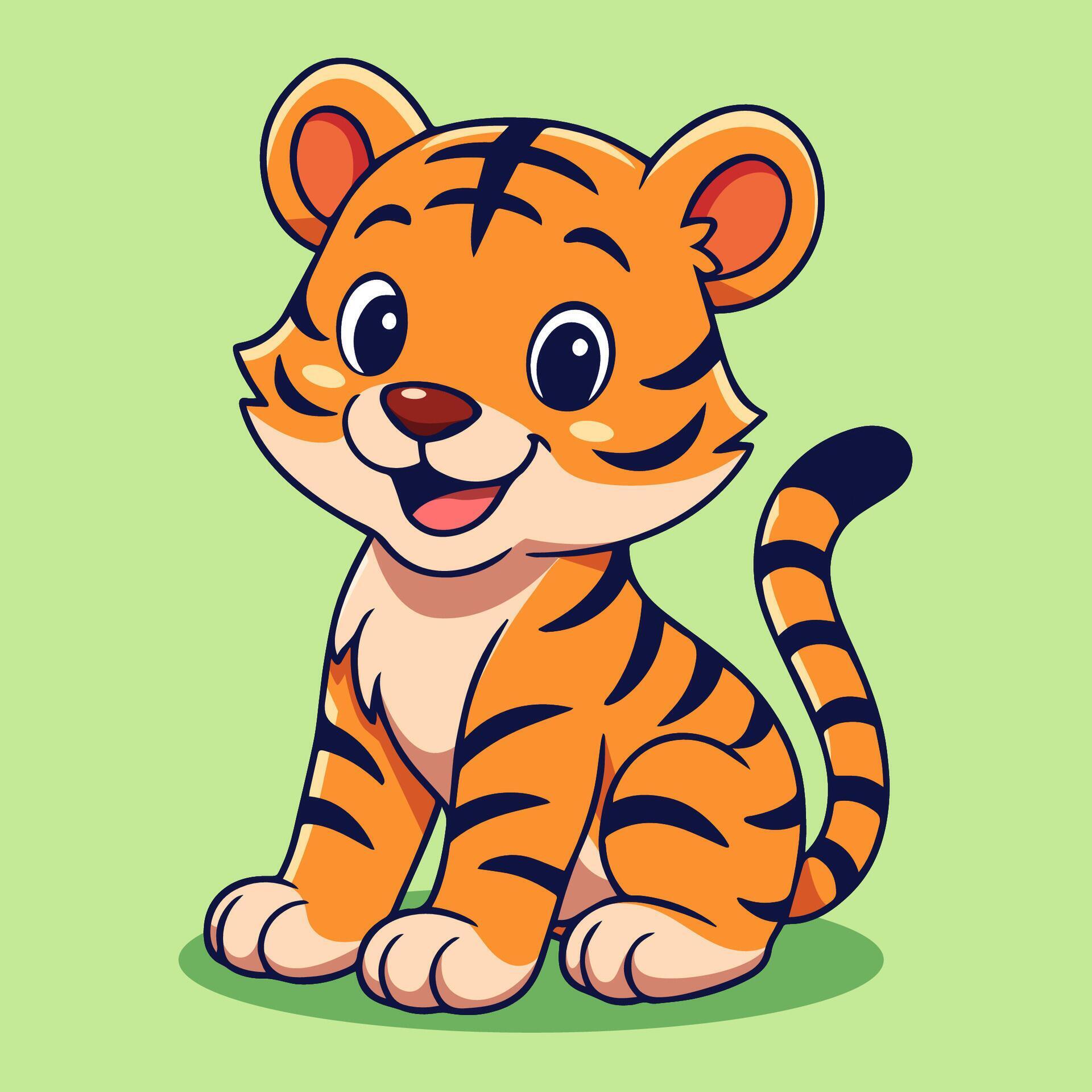 a cartoon tiger sitting on the ground 70049189 Vector Art at Vecteezy