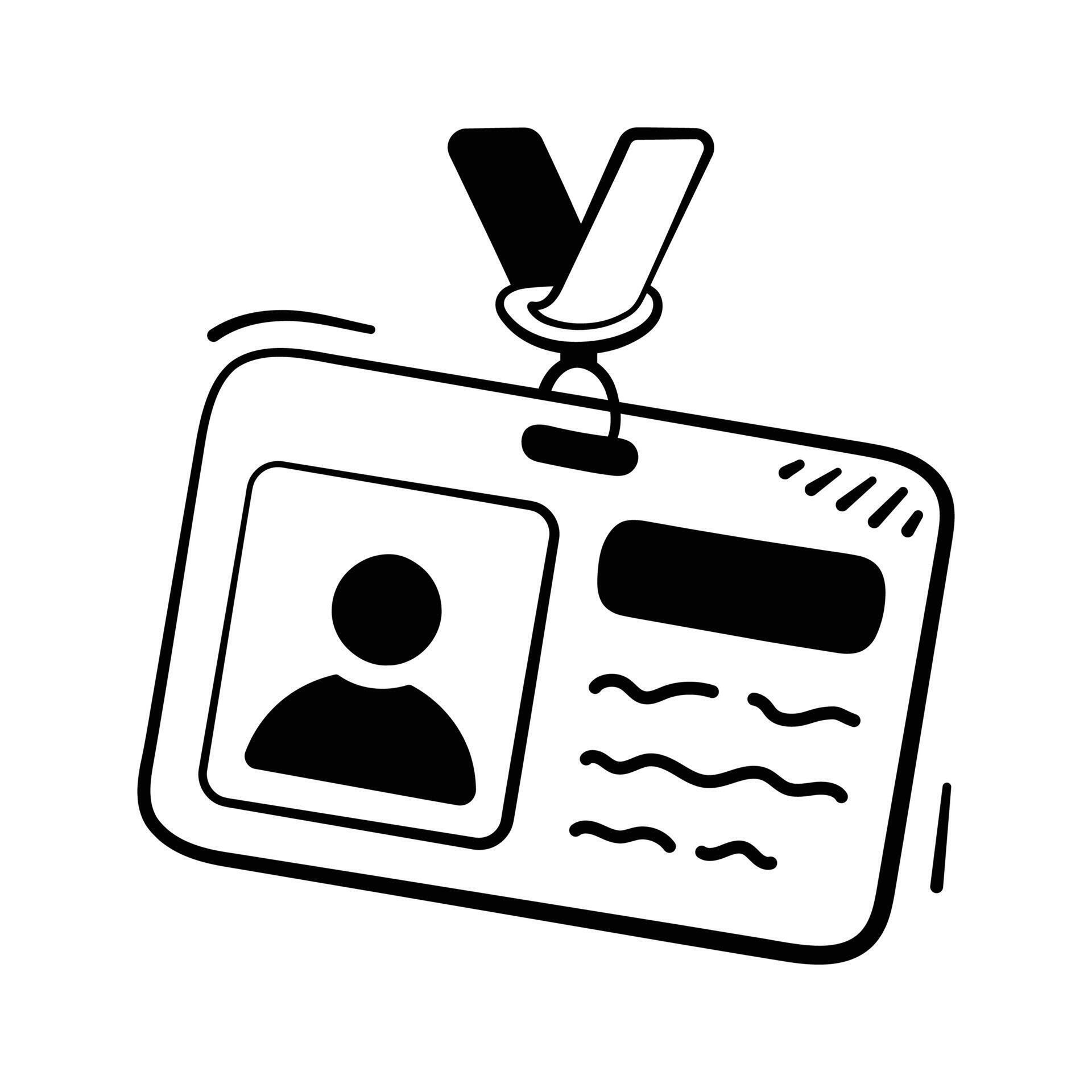 Identification badge icon for business, employee, finance, official use ...