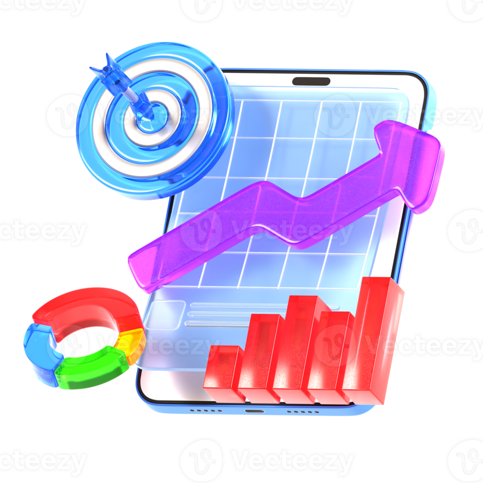 3D business render illustration concept. An uptrend arrow, business ...