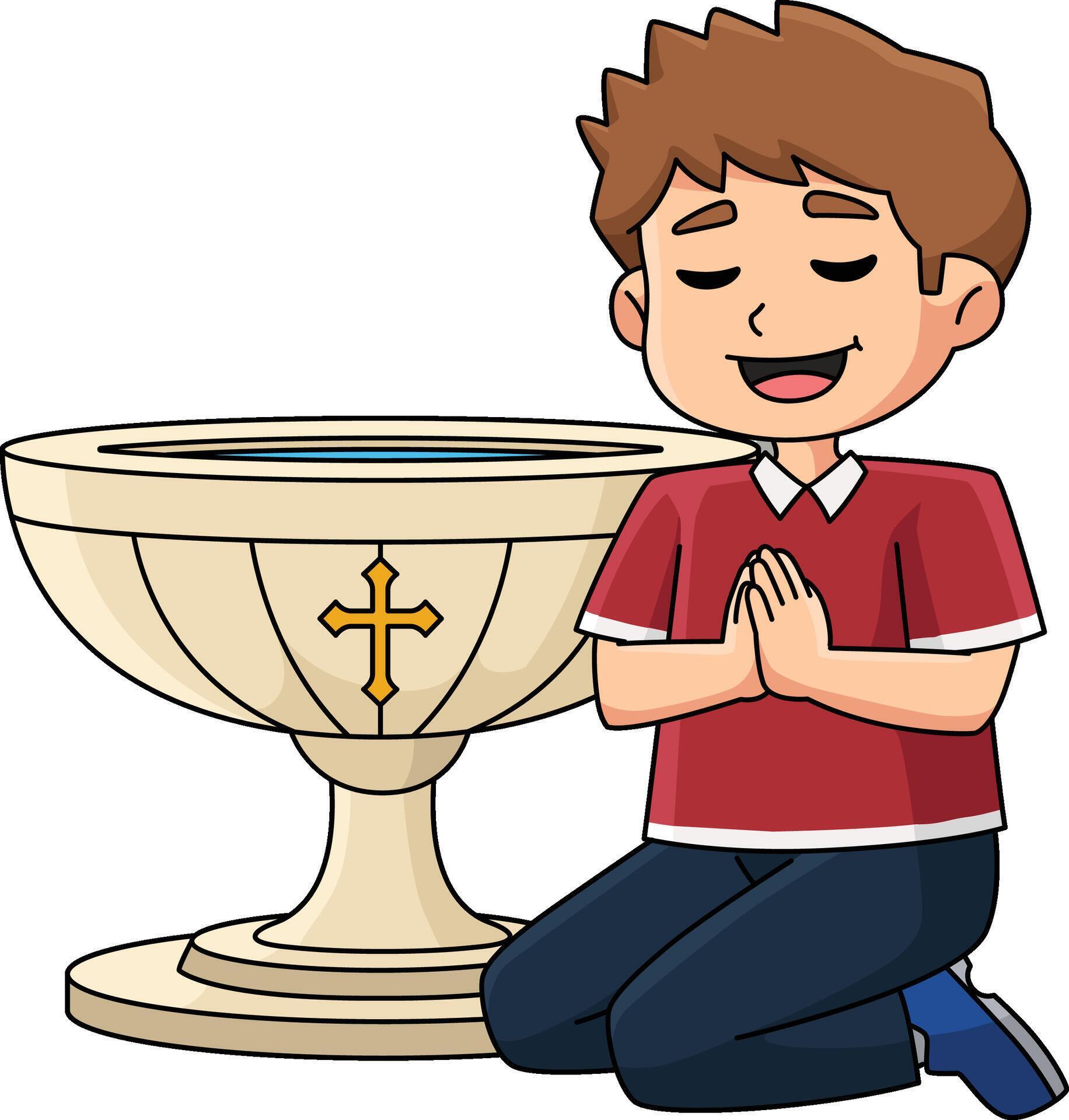 Baptism Boy Praying Cartoon Colored Clipart 70168166 Vector Art at Vecteezy