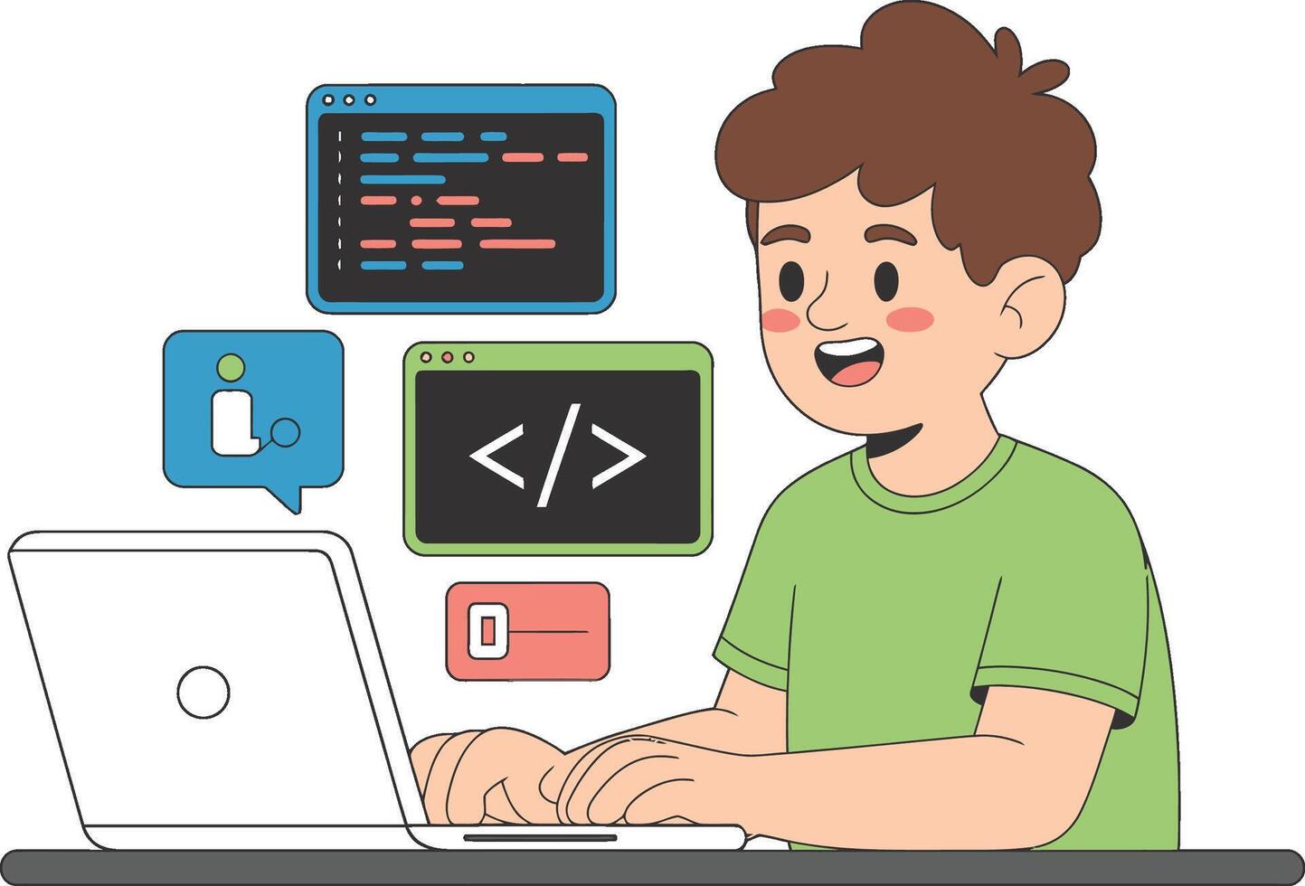Child Computer Programming Vector Art, Icons, and Graphics for Free Download