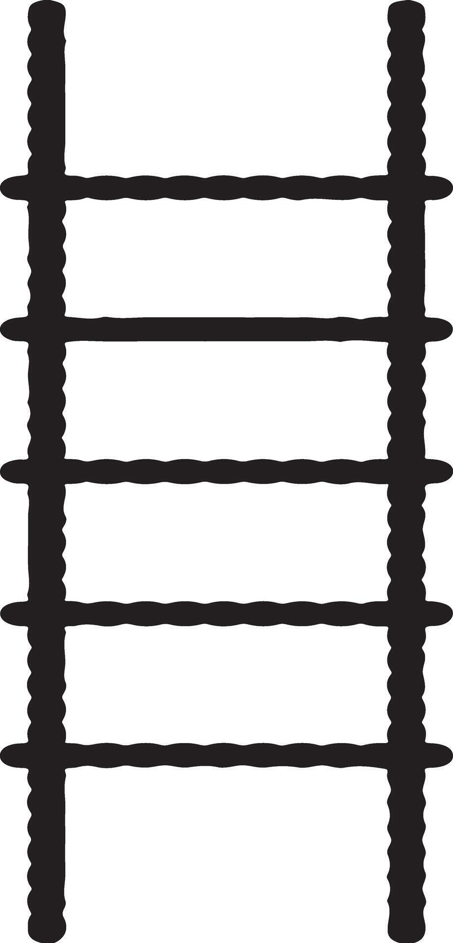 Black metal rebar grid ladder silhouette isolated on white background ...