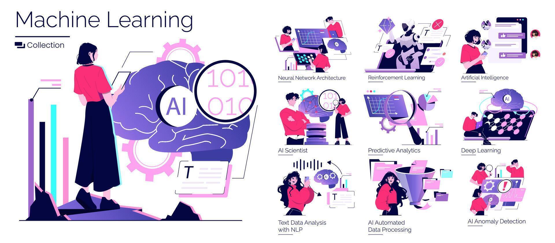 Machine Learning Concepts Illustration Collection 70220291 Vector Art ...