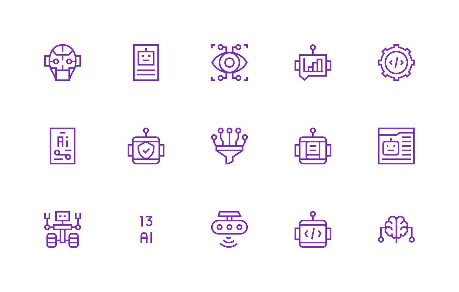 Machine Learning Set with 15 Regular Line Icons 70249697 Vector Art at ...
