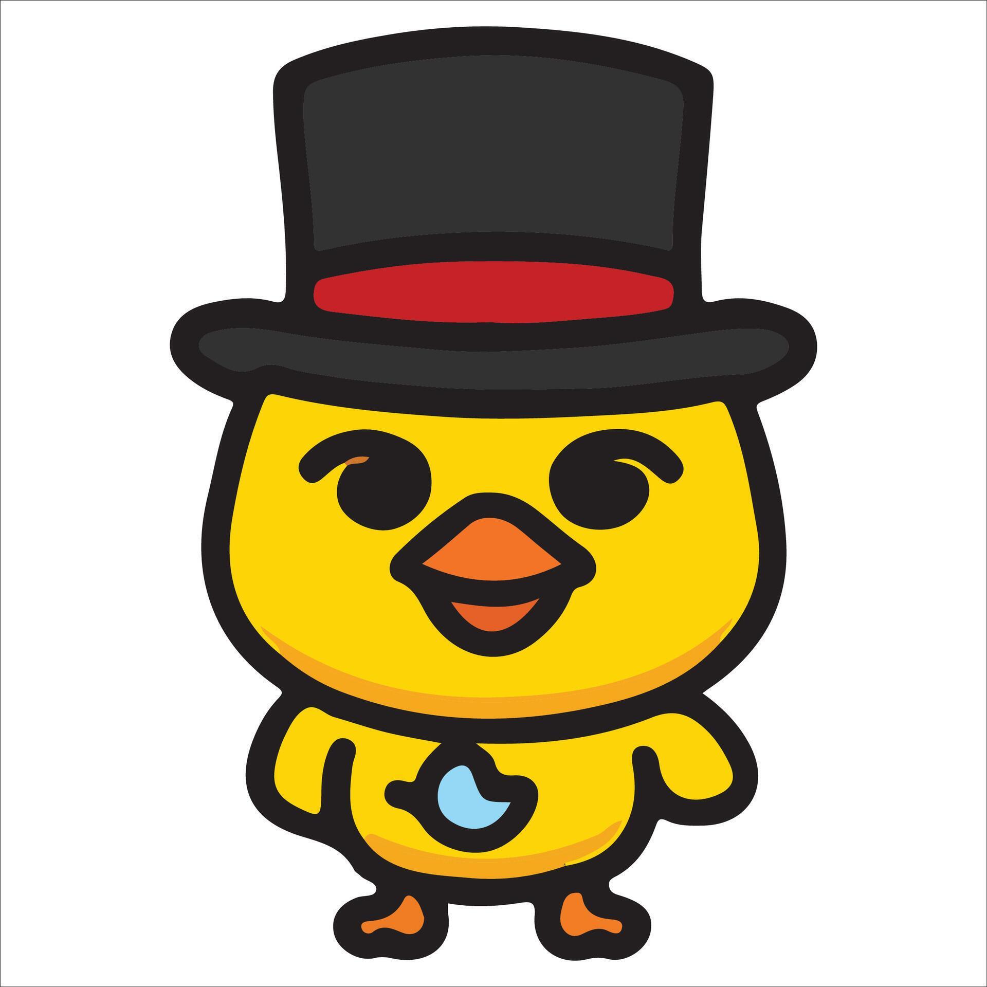 Cute Chick with Gentleman Hat and Tie,Cartoon , 70328337 Vector Art at ...