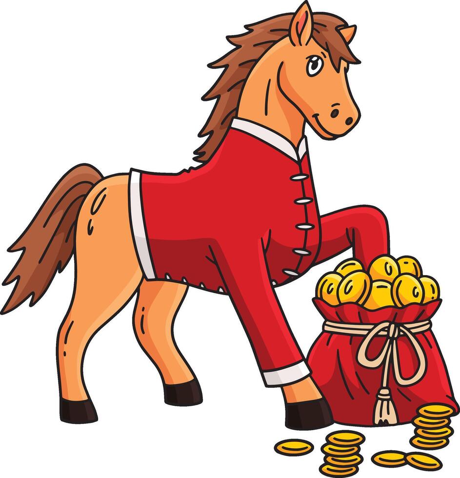 Year of the Horse 2026 Money Bag Cartoon Clipart 70513510 Vector Art at ...