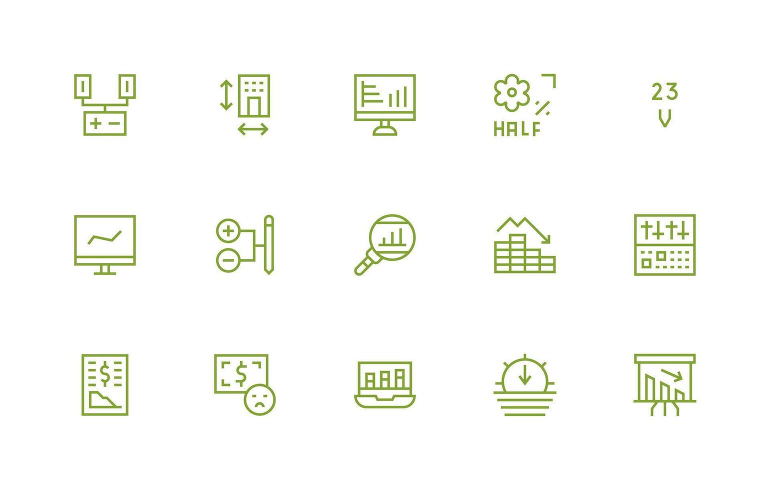 15 Regular Line Icons for Decrease Graphics Printable Icon Collection ...