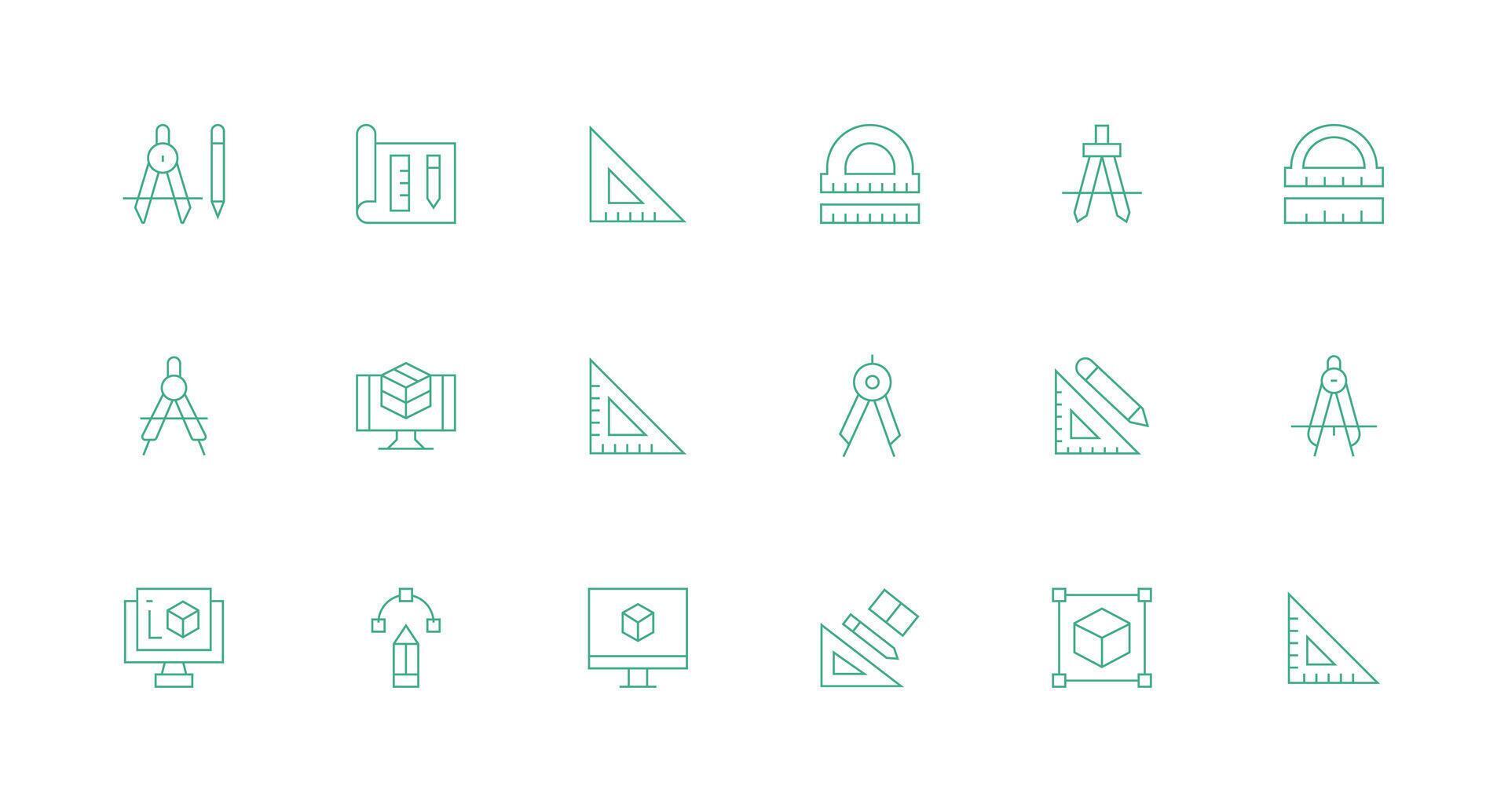 18 Icons for Cad in Minimal Line Format Sharp Icons for Presentations ...