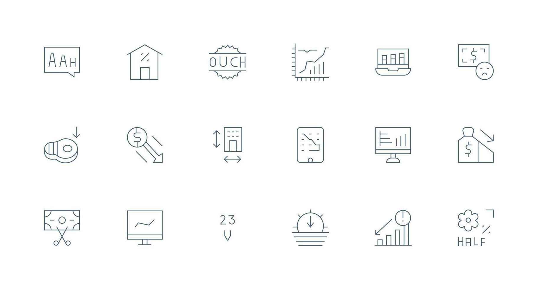 18 Decrease Icons in Minimal Line Aesthetic Multi-Style Icon Collection ...