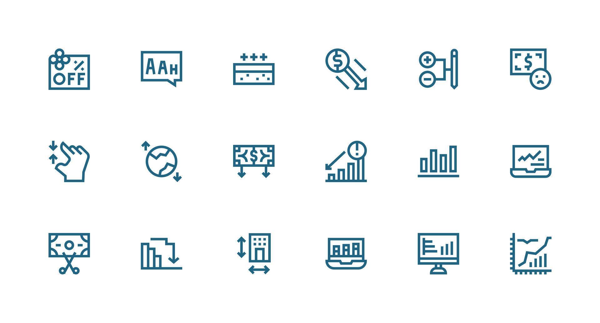 18 Strong Stroke Line Designs for Decrease Icons Reusable Icon Set ...
