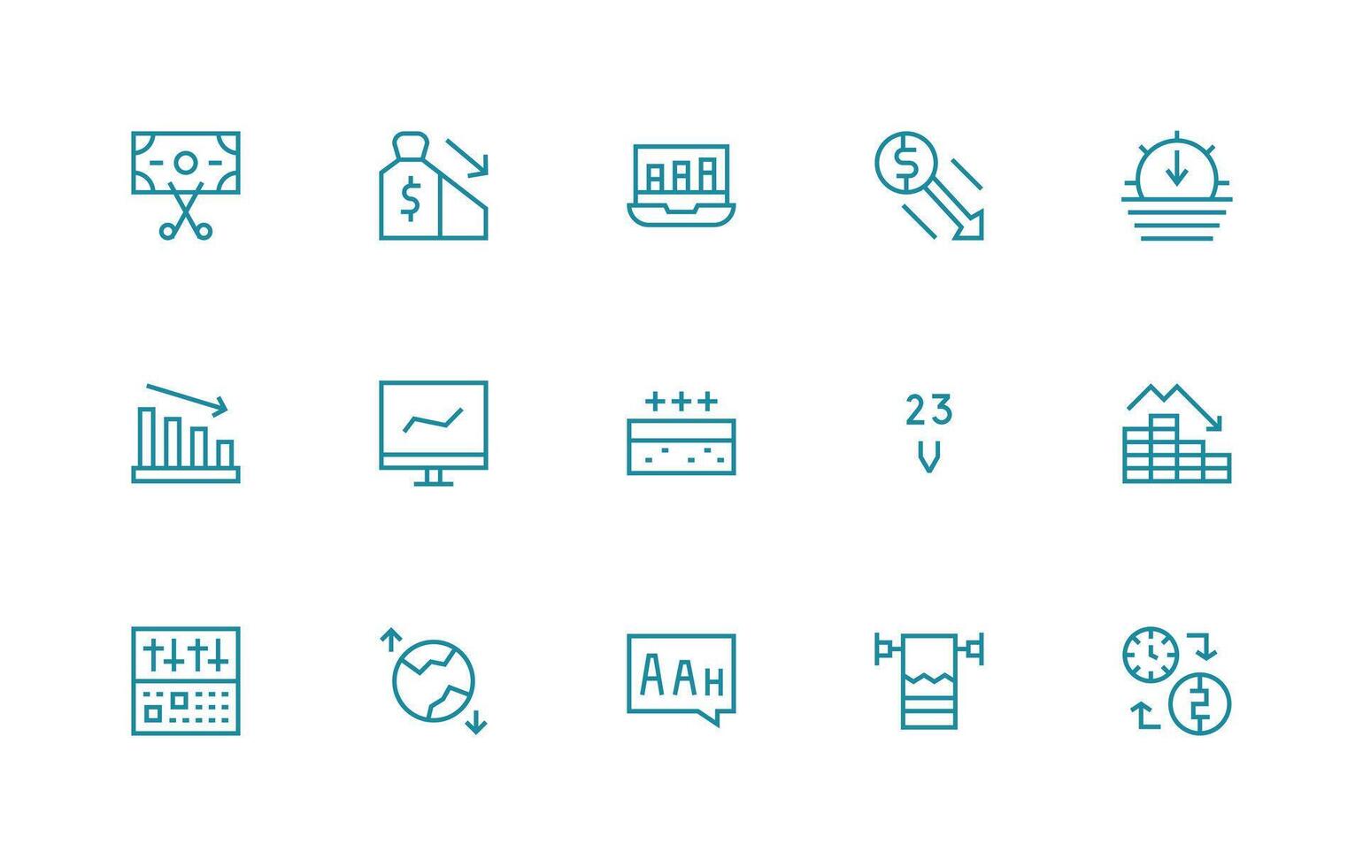 Regular Line Icons from Decrease Set with 15 Vectors All Device ...