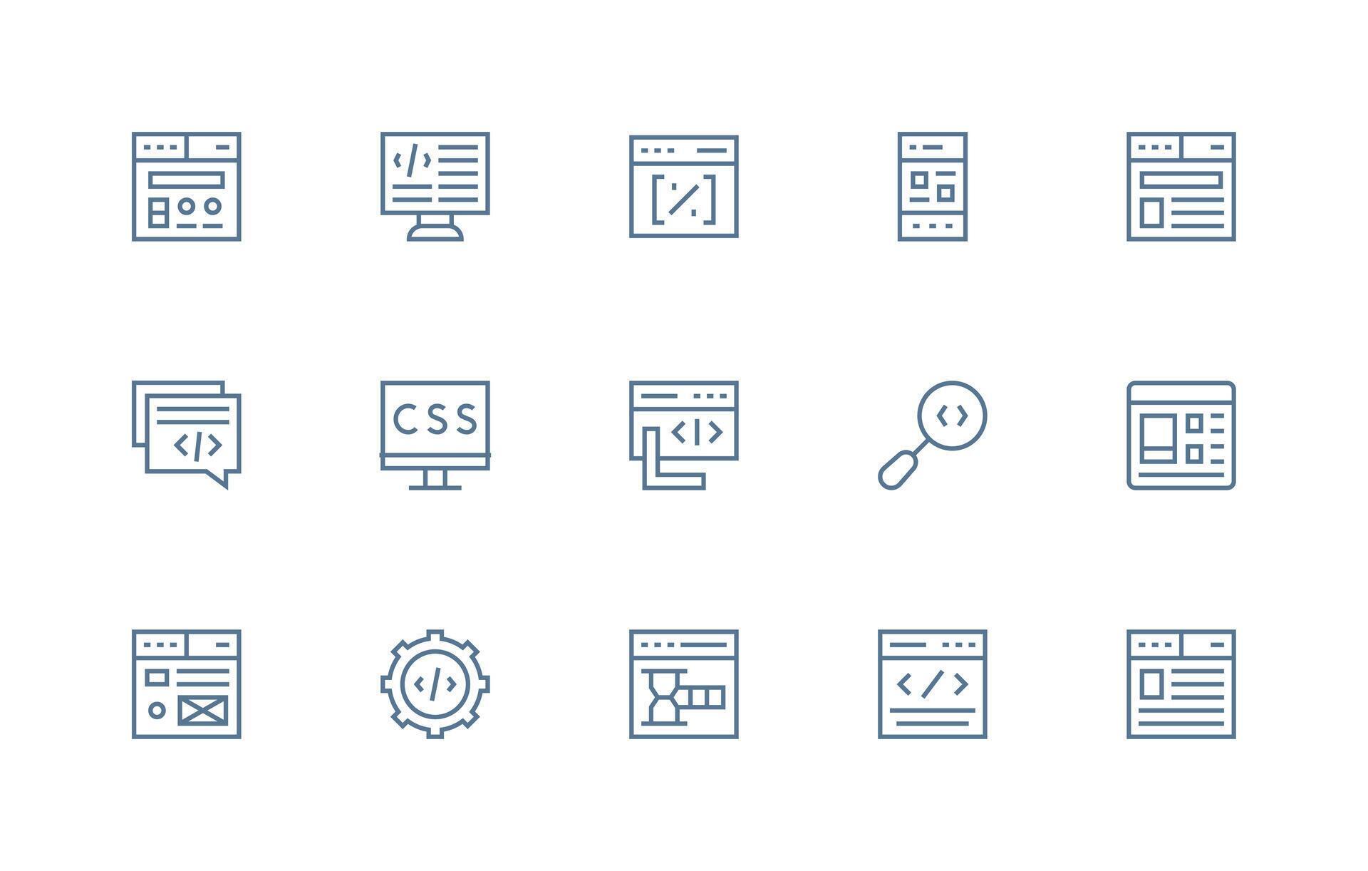 15 Regular Line Designs for Css Icons Multi-Purpose Icon Set 70761566 ...