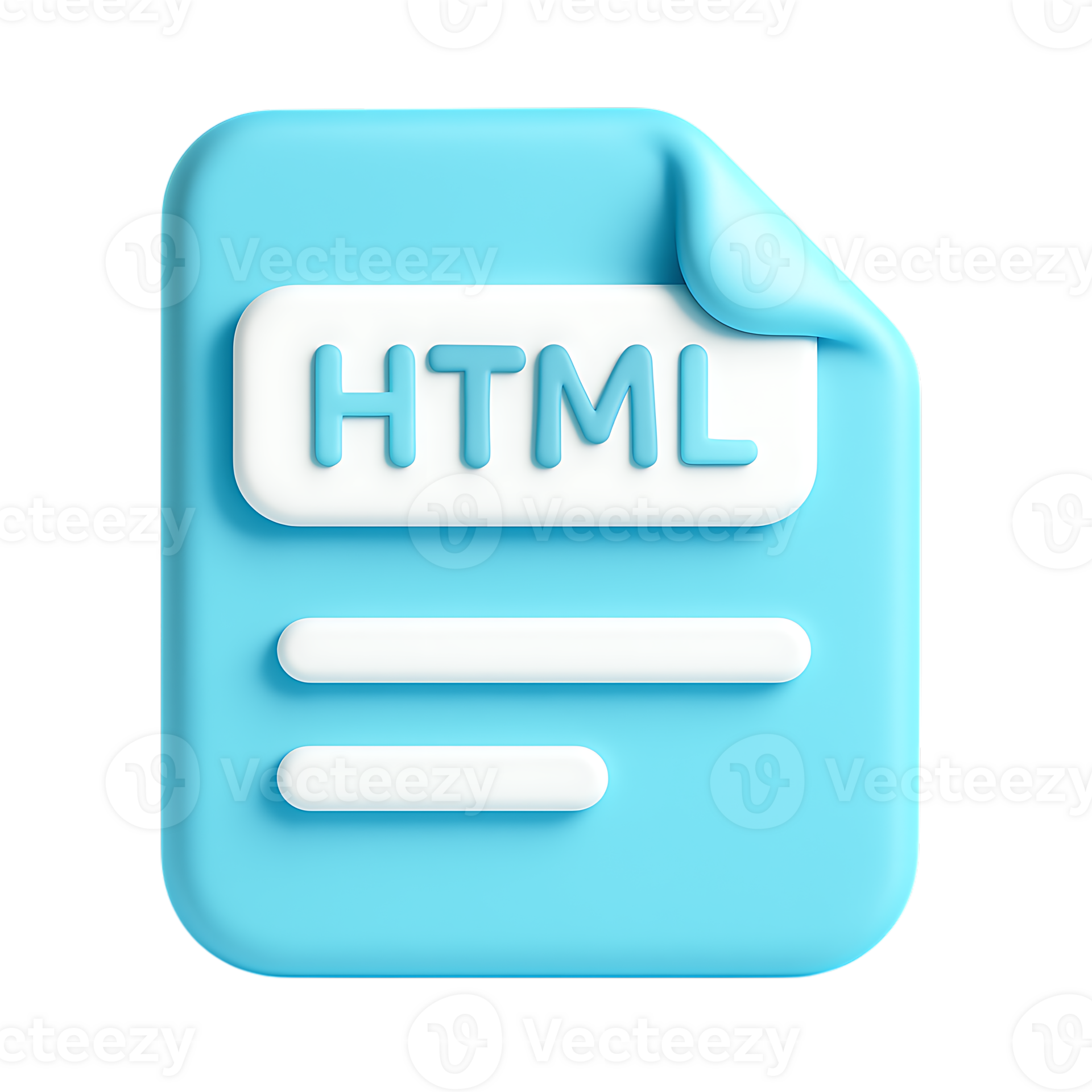 A 3d rendering of an html file icon isolated on transparent background ...