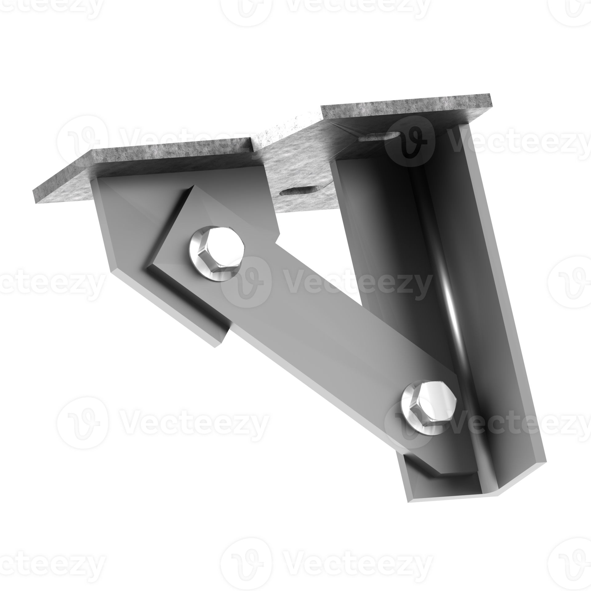 3D render of steel bracket support with bolted joints and mounting ...