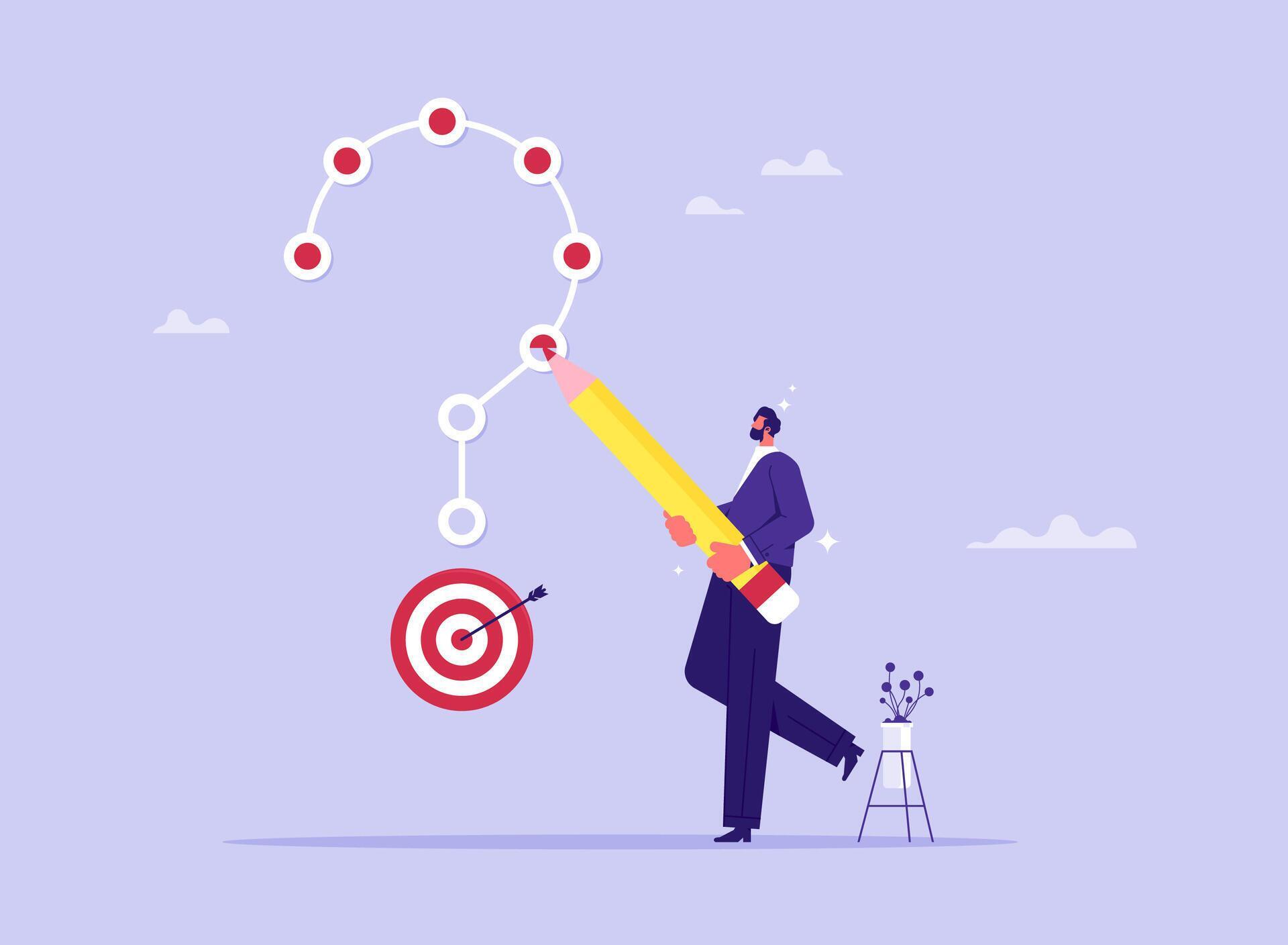 Businessman filling on checklist process, problem solving process or ...