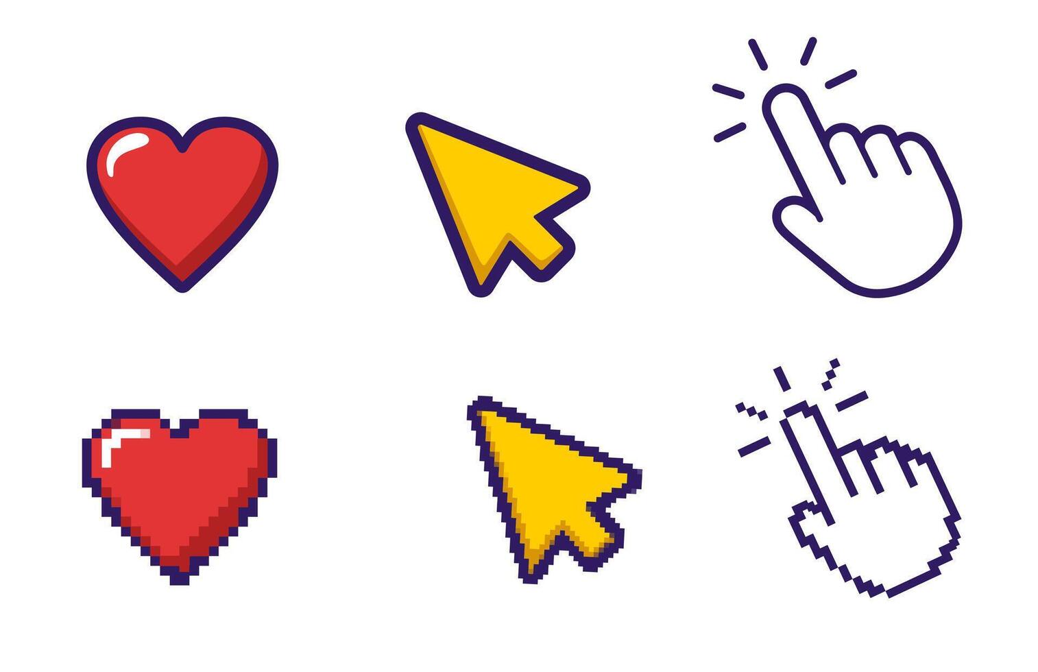 Colorful Heart and Cursor Icons Collection 72164057 Vector Art at Vecteezy