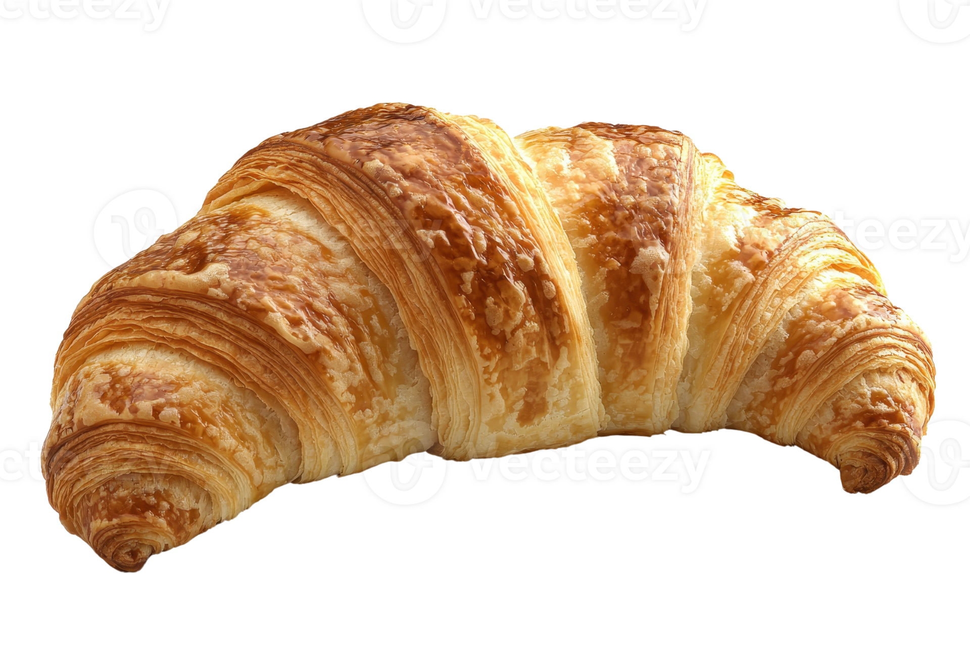 A golden, flaky croissant with multiple layers, showcasing its buttery ...