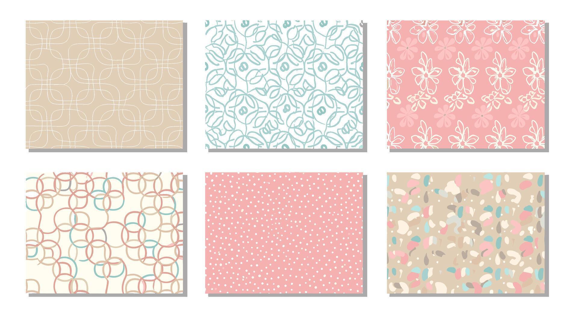 Collection of six seamless patterns isolated on white background ...