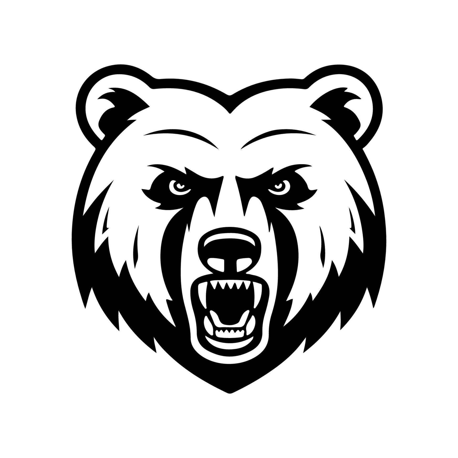 Black and white bear head mark with bold lines 72705307 Vector Art at ...